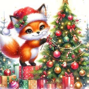 Cute Christmas Foxes Clipart Bundle, Xmas Fox Clip Art Images ...