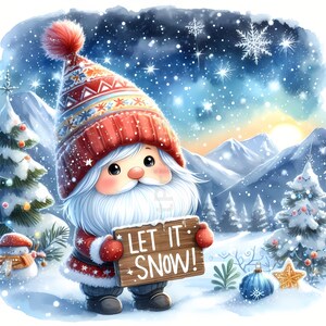 Cute Festive Winter Gnomes Clipart Bundle, Watercolor, 33 High Quality ...