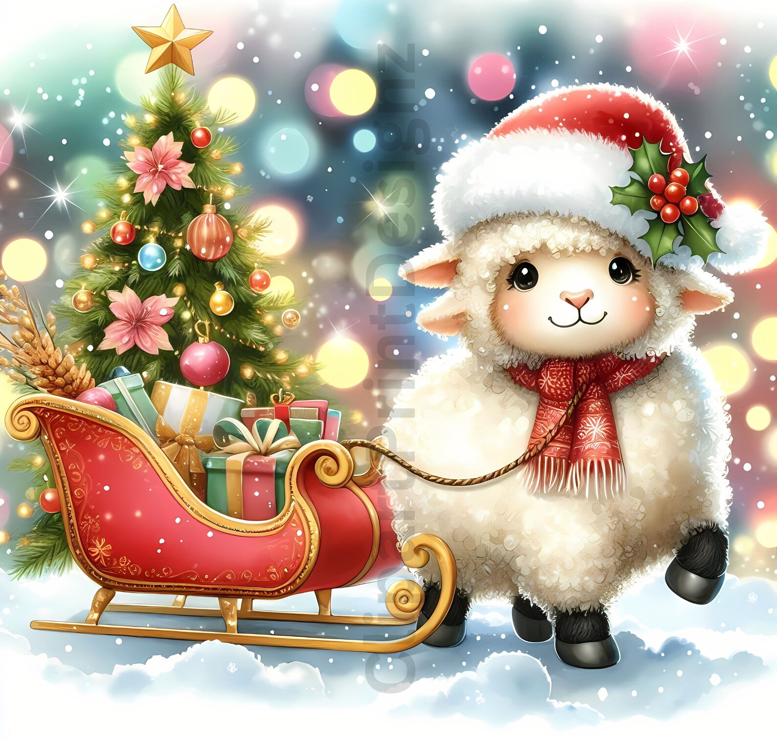 Cute Christmas Sheep Clipart Bundle, Xmas Lamb Clip Art Images ...