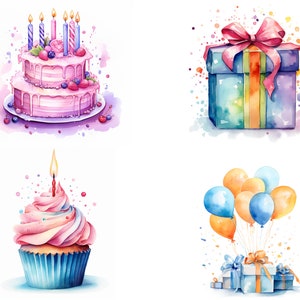 31 Watercolor Birthday Party Clipart Bundle, Cute Party Animals ...