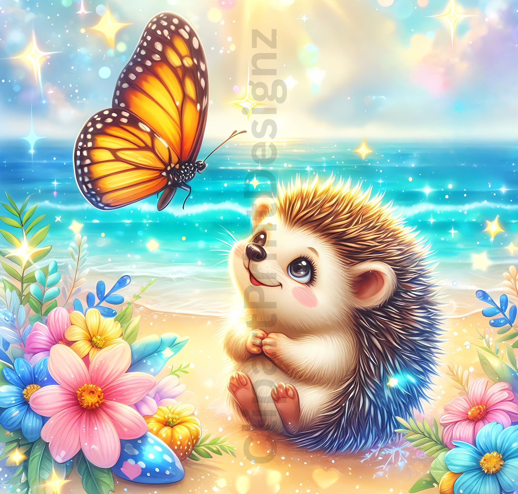 Cute Summer Hedgehogs Clipart Bundle, Watercolor Hedgehog Clip Art ...