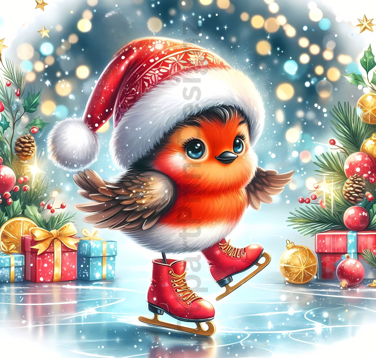 Cute Christmas Robins Clipart Bundle, Xmas Robin Clip Art Images ...
