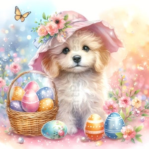 Cute Spring Dog Clipart Bundle, Watercolor Clip Art Images, 20 High ...