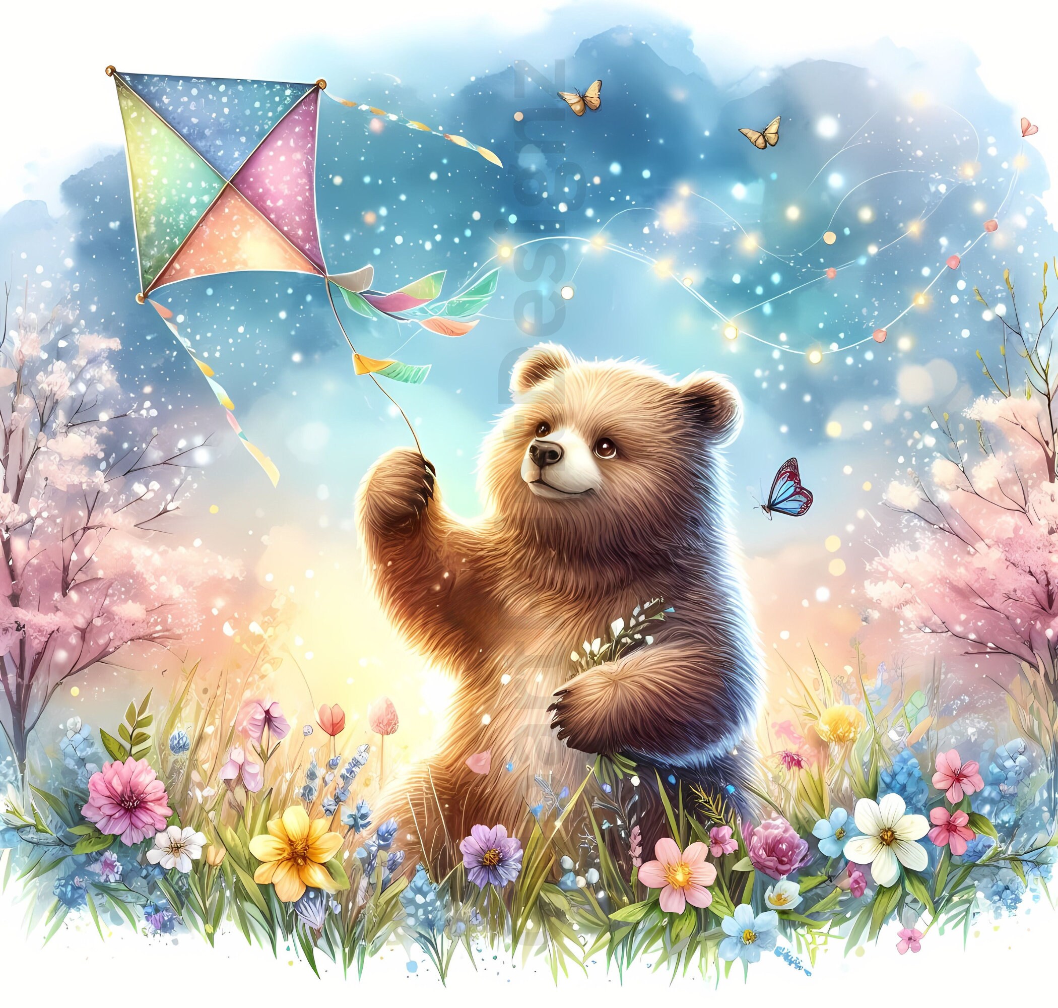 Cute Spring Bears Clipart Bundle, Watercolor Clip Art Images, High ...