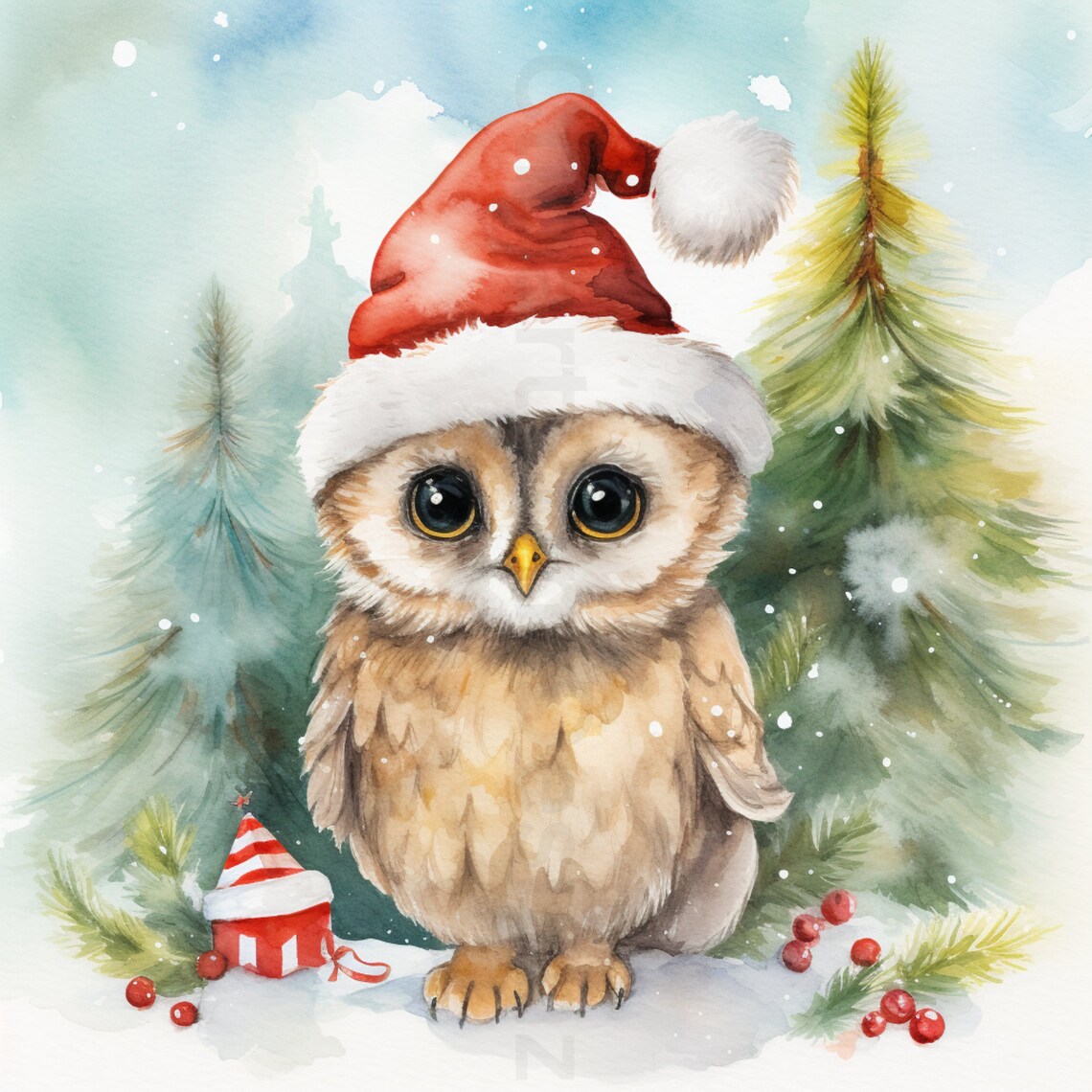 Cute Watercolor Woodland Christmas Animals, Christmas Woodland Clipart ...
