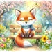 Cute Spring Fox Clipart Bundle, Watercolor Clip Art Images, 20 High ...