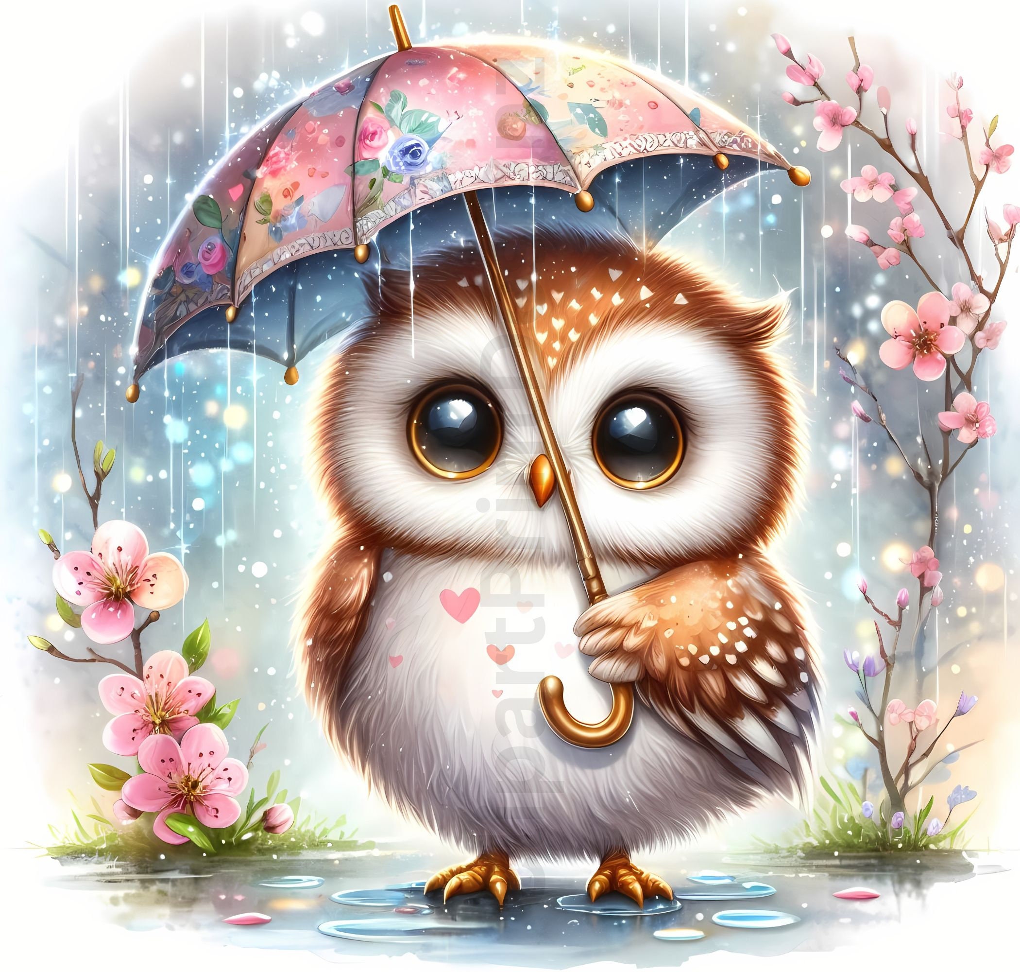 Cute Spring Owls Clipart, Watercolor Animal Images, High Quality Bundle ...