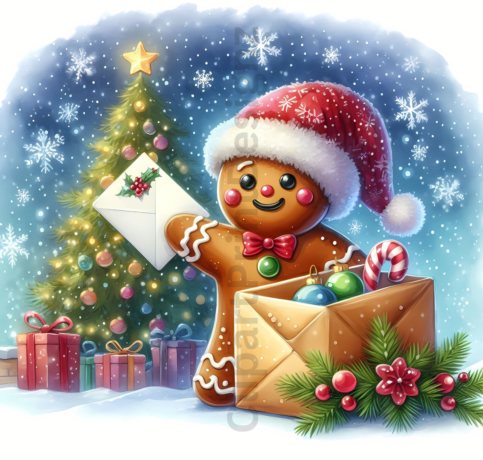Cute Christmas Gingerbread Man Clipart Bundle, Xmas Men Clip Art Images ...