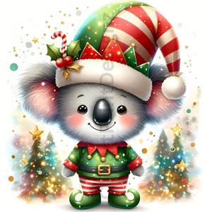 Cute Christmas Koalas Clipart Bundle, Xmas Koala Clip Art Images ...