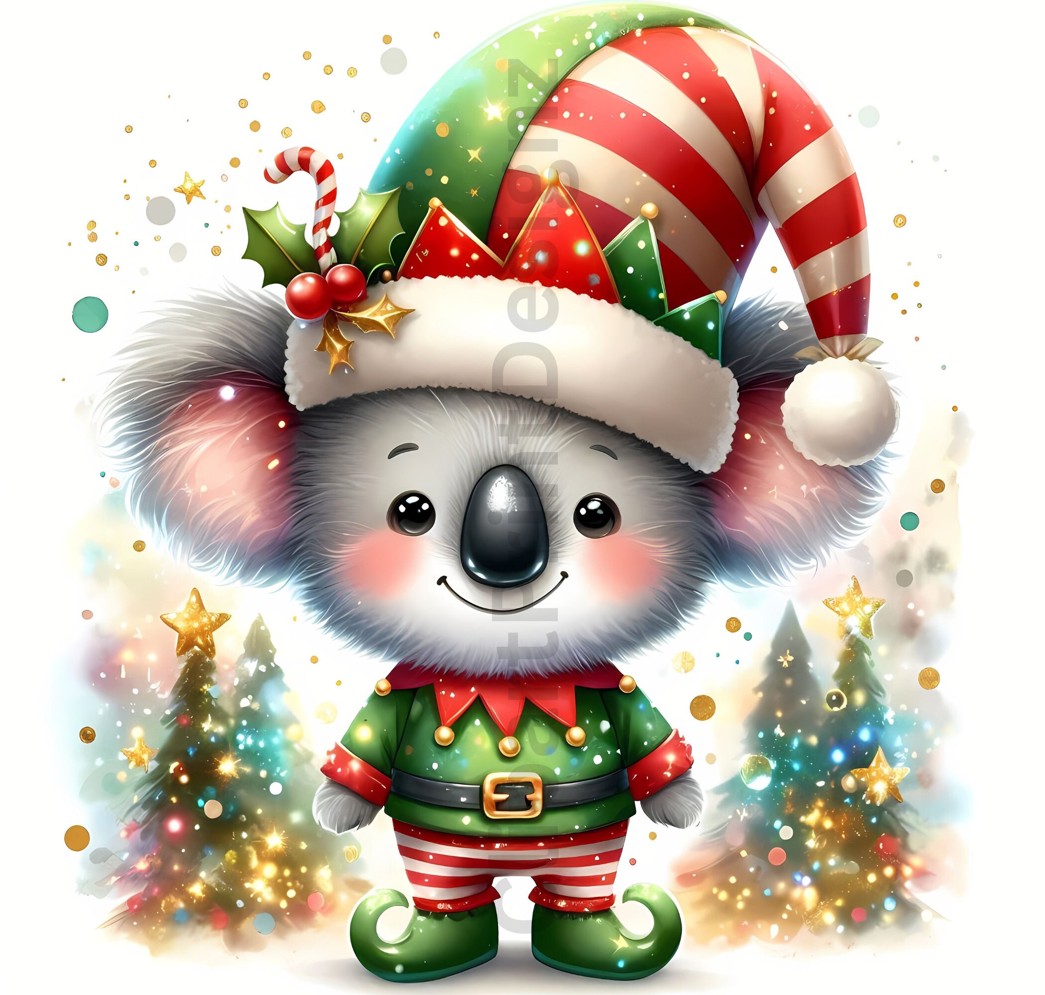 Cute Christmas Koalas Clipart Bundle, Xmas Koala Clip Art Images ...