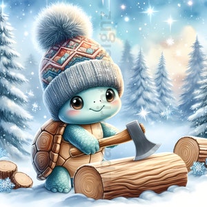 Cute Winter Turtles Clipart Bundle, Festive Watercolor Clip Art Images ...