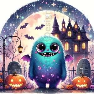 Cute Halloween Monsters Clipart Bundle, Watercolor Monsters Clip Art ...