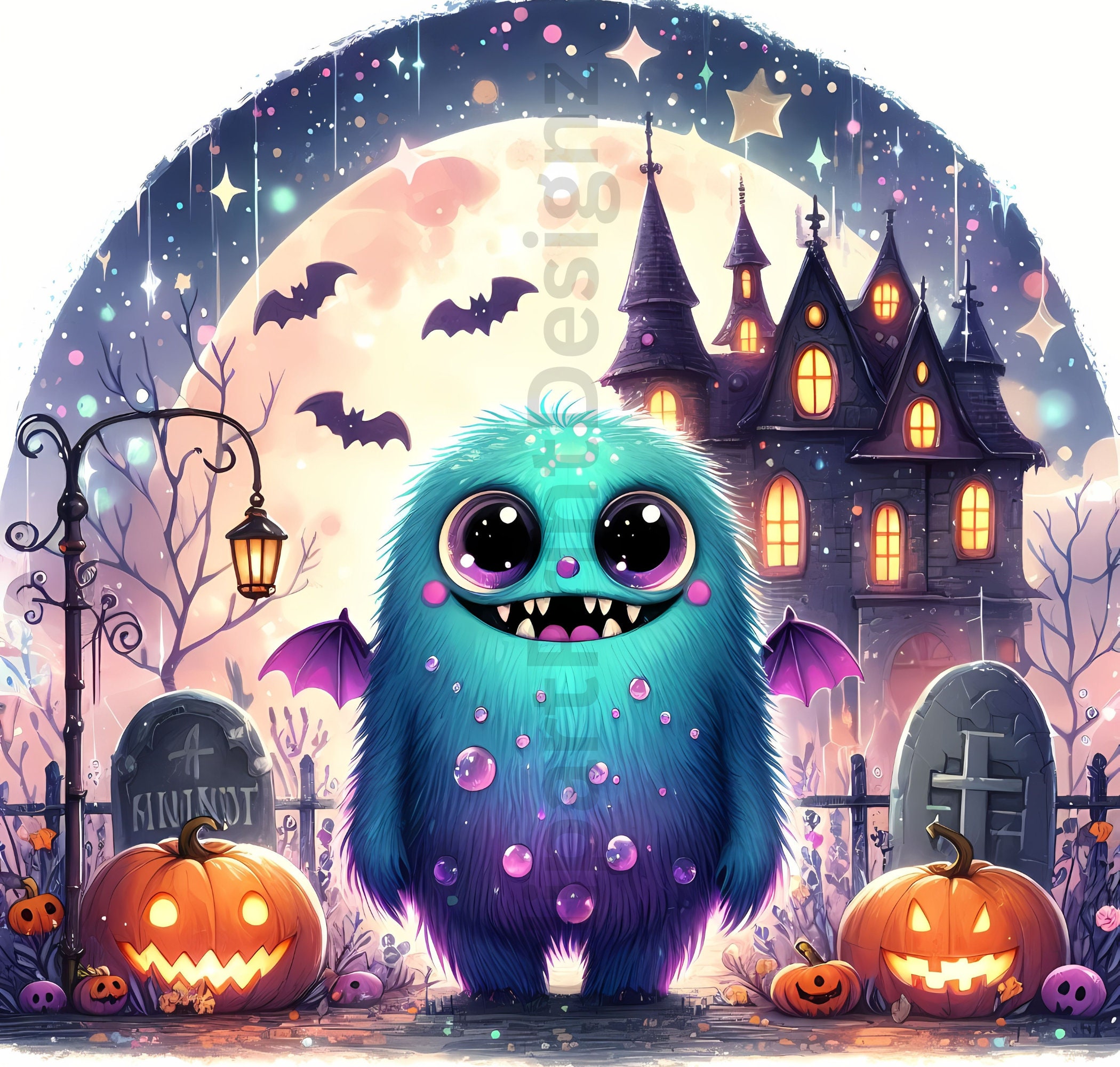 Cute Halloween Monsters Clipart Bundle, Watercolor Monsters Clip Art ...