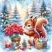 Cute Winter Squirrel Clipart Bundle, Festive Watercolor Clip Art Images ...
