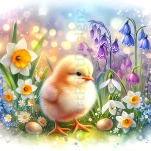 Cute Spring Chicks Clipart Bundle, Watercolor Clip Art Images, 20 High ...