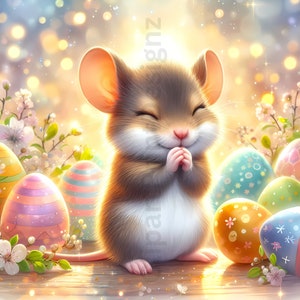 Cute Easter Mouse Clipart, Funny Watercolor Animal Images, High Quality ...