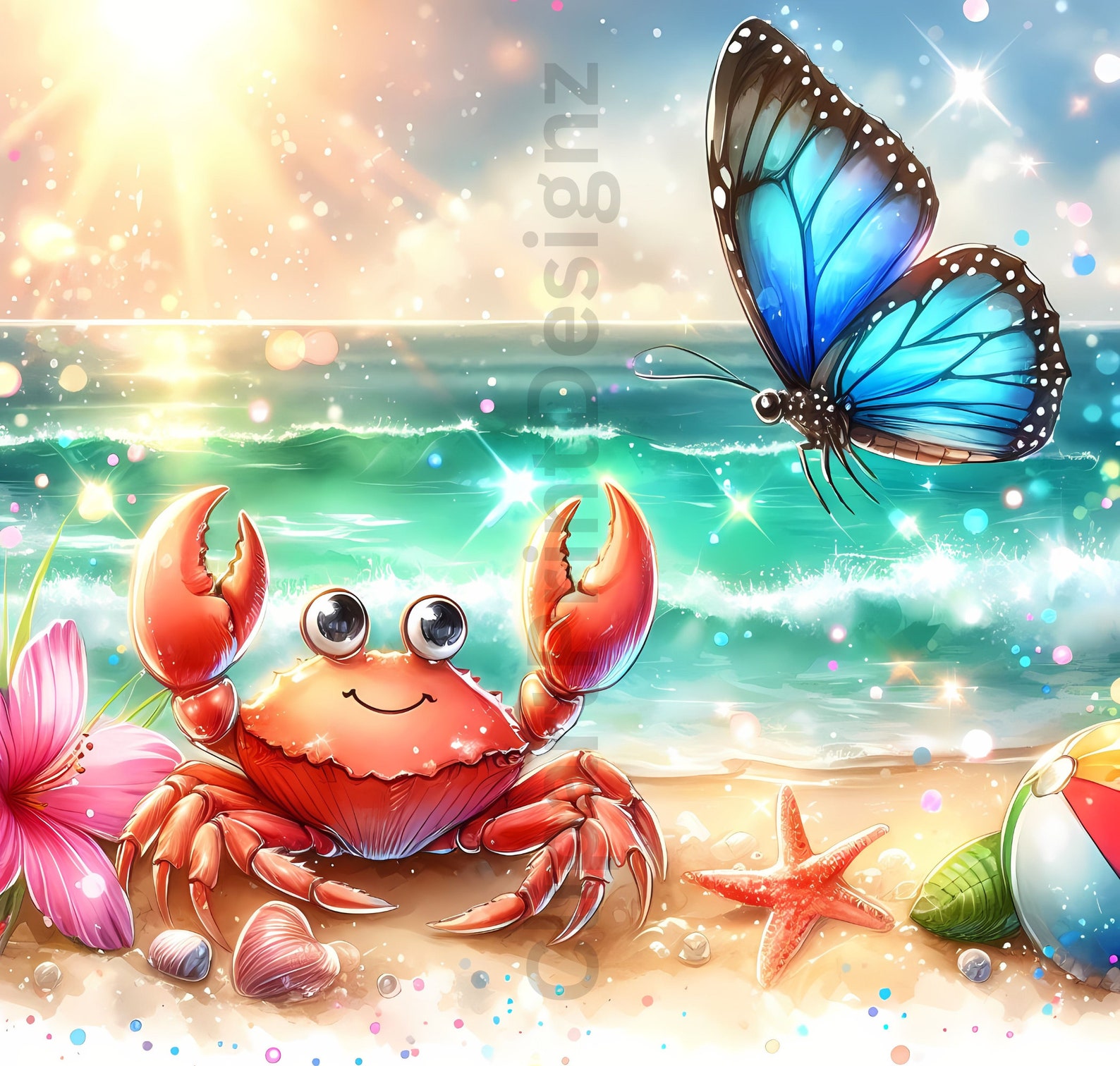 Cute Summer Crabs Clipart Bundle, Watercolor Crab Clip Art Images, High ...