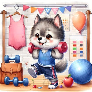 Cute Back to School Wolves Clipart Bundle, Watercolor Wolf Clip Art ...