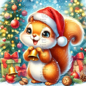 Cute Christmas Squirrels Clipart Bundle, Xmas Squirrel Clip Art Images ...