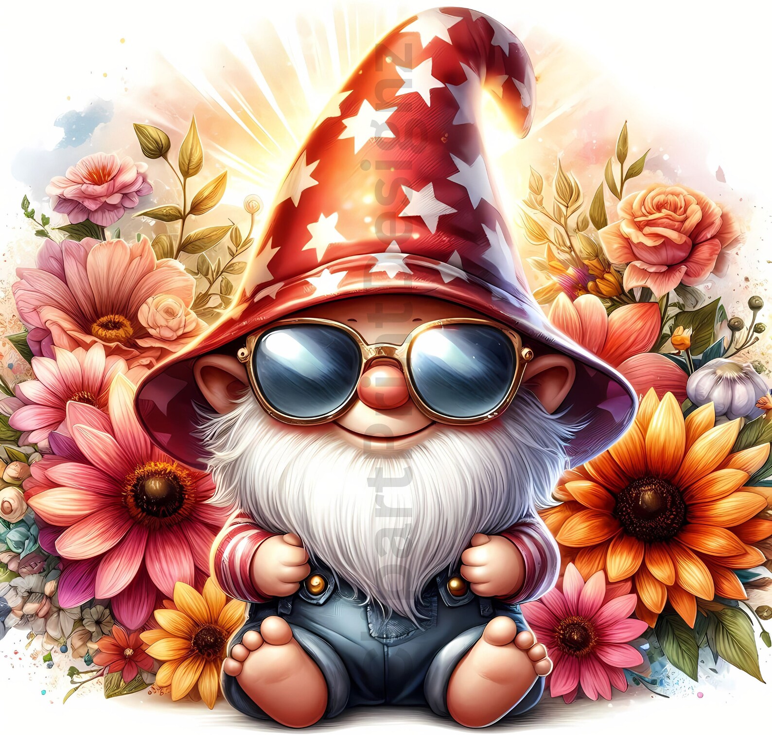 Cute Summer Gnomes Clipart Bundle, Watercolor Gomes Clip Art Images ...