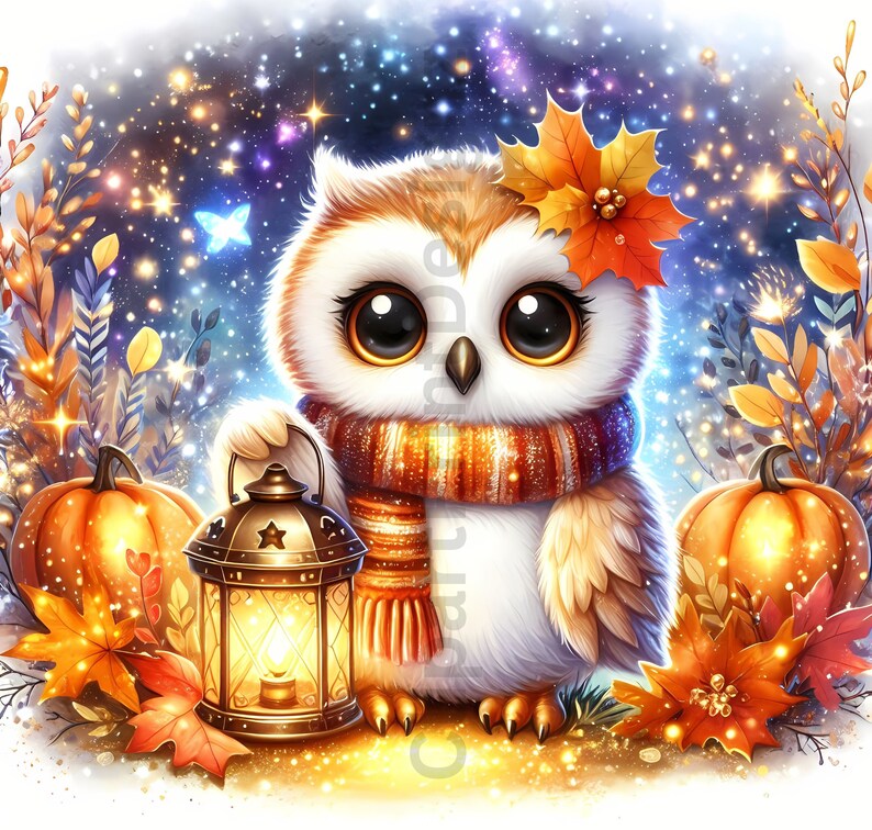 Cute Fall Owls Clipart Bundle, Watercolor Autumn Owl Clip Art Images ...