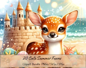 Cute Summer Animals Holding Signs Clipart Bundle, Watercolor Sun Clip ...