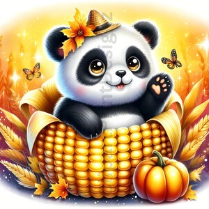 Cute Fall Pandas Clipart Bundle, Watercolor Panda Clip Art Images, High ...