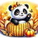 Cute Fall Pandas Clipart Bundle, Watercolor Panda Clip Art Images, High ...