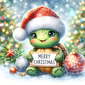 Cute Watercolor Christmas Animals Clipart Bundle, Baby Animal, 15 High ...