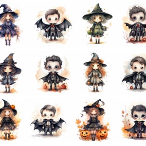 133 Cute Watercolor Halloween Clipart Bundle, Very Cute Mega Halloween ...