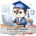 Cute Back to School Otters Clipart Bundle, Watercolor Otter Clip Art ...