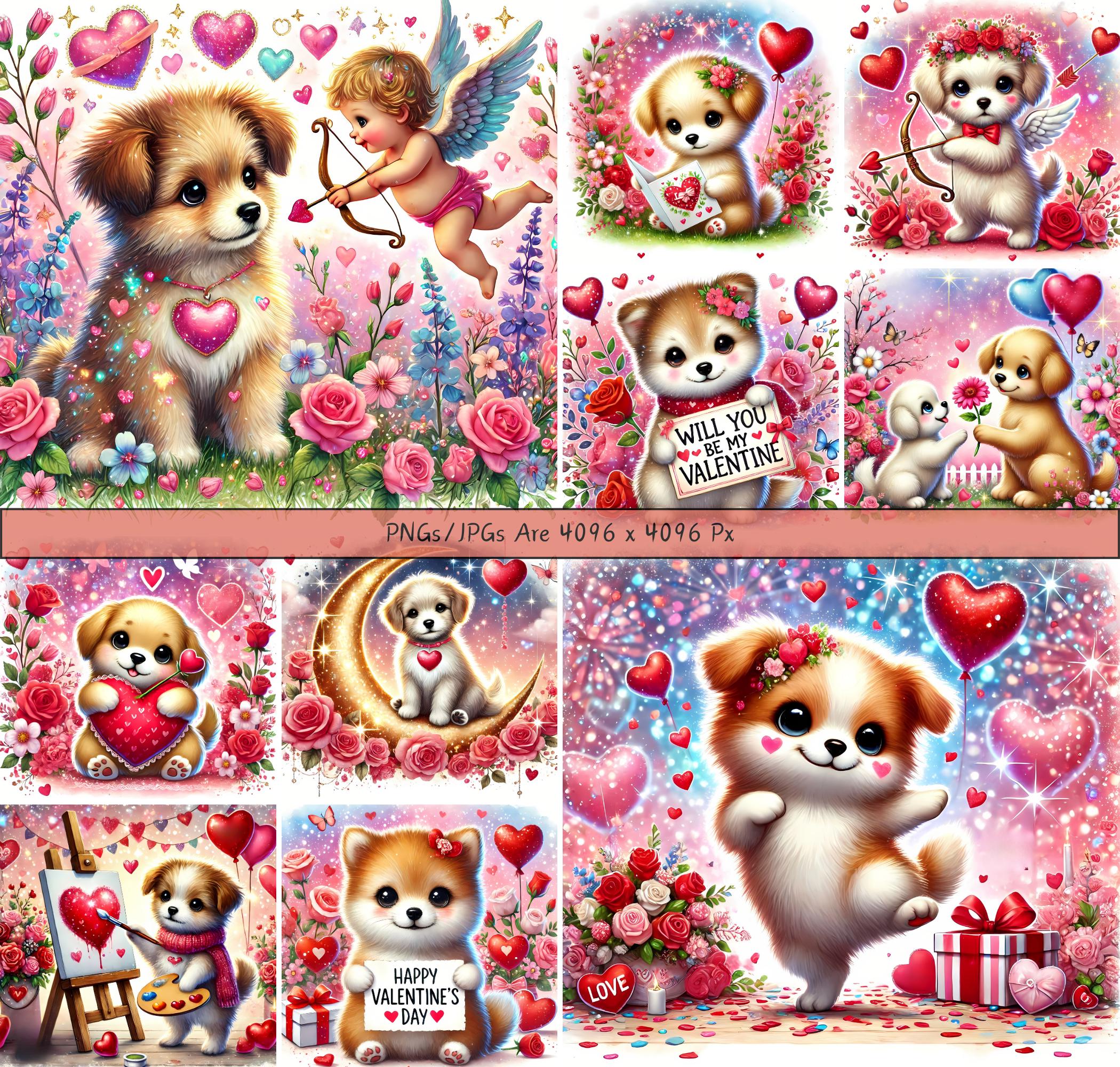Cute Valentines Day Dogs Clipart Bundle, Valentine Dog Clip Art Images ...