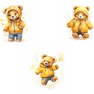 20 Watercolor Yellow Teddy Bear Clipart, Cute Teddy Bear Bundle ...