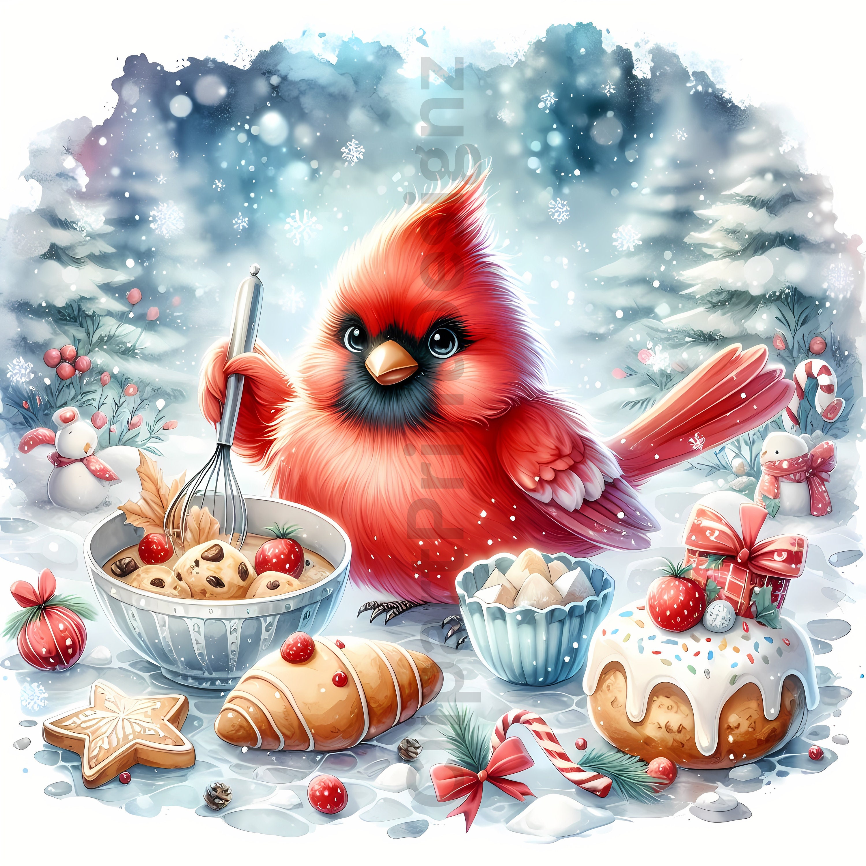 Cute Animals Baking Winter Treats, Clipart Bundle, Festive Watercolor ...