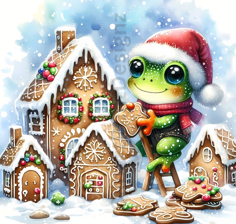 Cute Christmas Frogs Clipart Bundle, Xmas Frog Clip Art Images ...