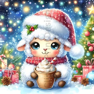 Cute Christmas Sheep Clipart Bundle, Xmas Lamb Clip Art Images ...