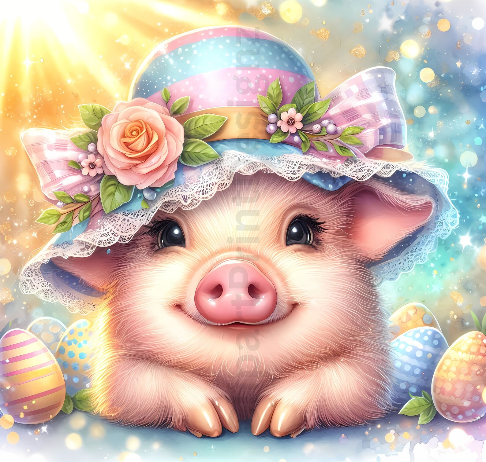 Cute Easter Pigs Clipart, Funny Watercolor Animal Images, High Quality ...