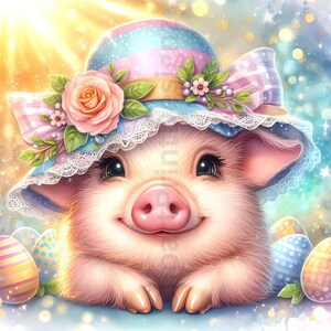 Cute Easter Pigs Clipart, Funny Watercolor Animal Images, High Quality ...
