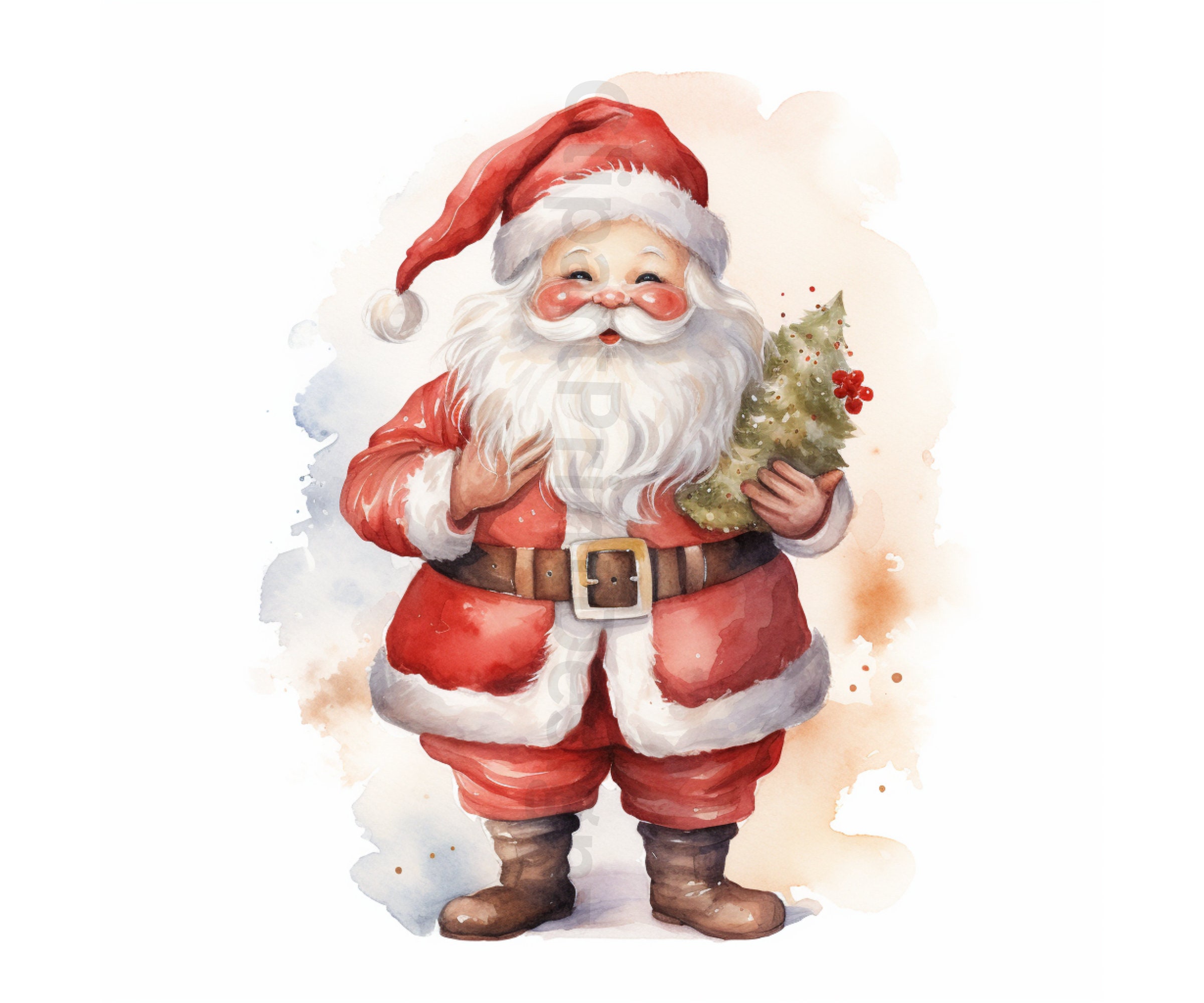 10 Cute Scandi Watercolor Christmas Santa Claus, High Quality Clipart ...