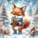 Cute Winter Fox Clipart Bundle, Festive Watercolor Clip Art Images, 20 ...
