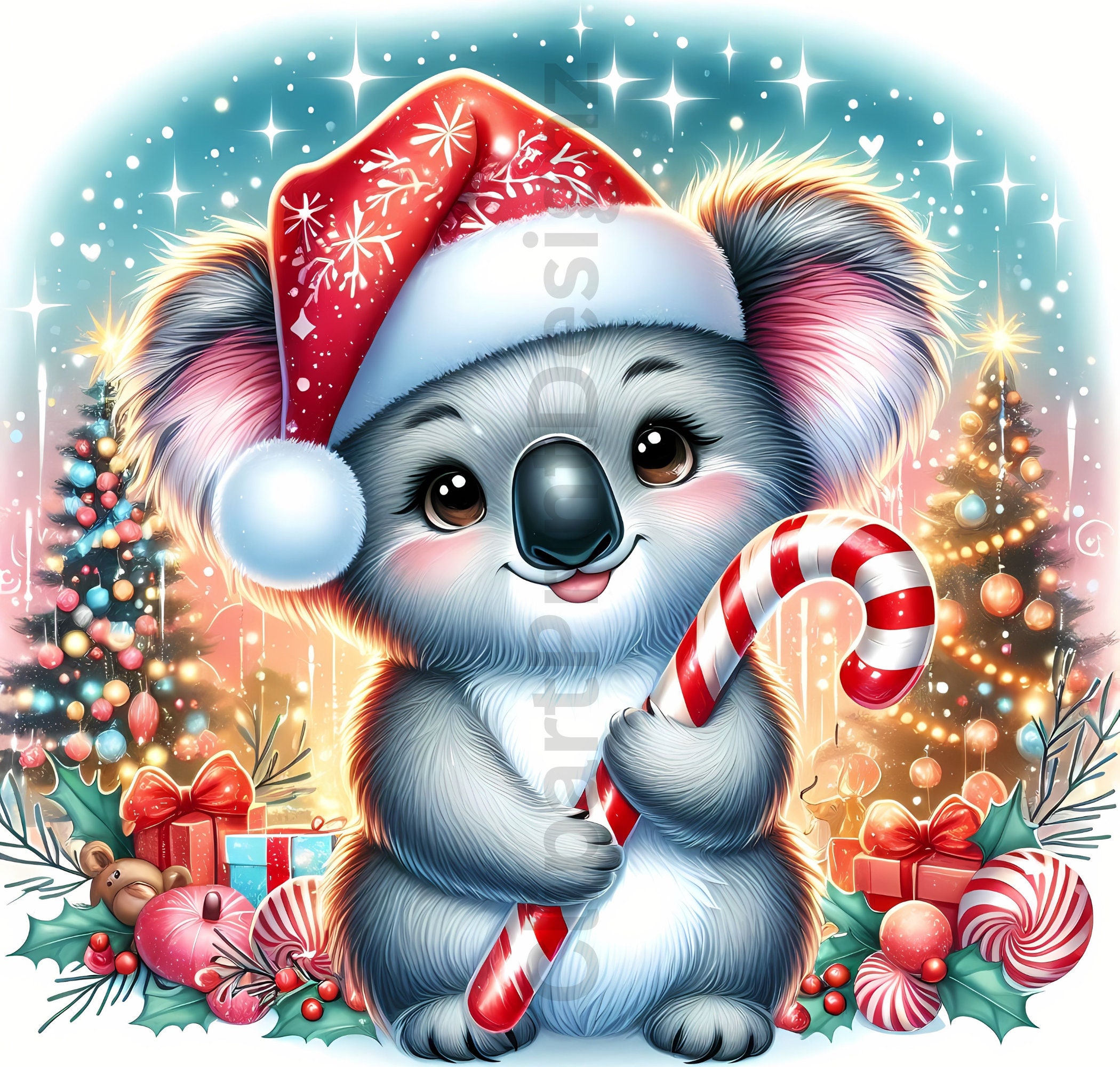 Cute Christmas Koalas Clipart Bundle, Xmas Koala Clip Art Images ...