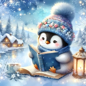 Cute Winter Penguin Clipart Bundle, Watercolor Clip Art Images, 20 High ...