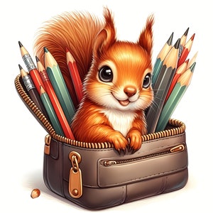 Cute Back to School Animals Peeking Out of Accessories Clipart Bundle ...
