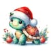 Cute Watercolor Christmas Turtles Clipart Bundle, Animals, 20 High ...