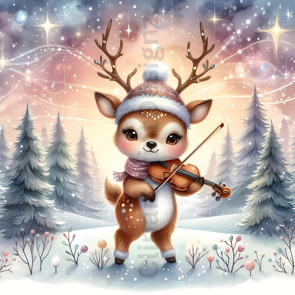 Cute Winter Woodland Animals Clipart Bundle Festive - Etsy