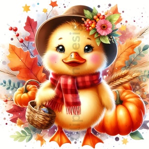 Cute Fall Ducks Clipart Bundle, Watercolor Duck Clip Art Images, High ...