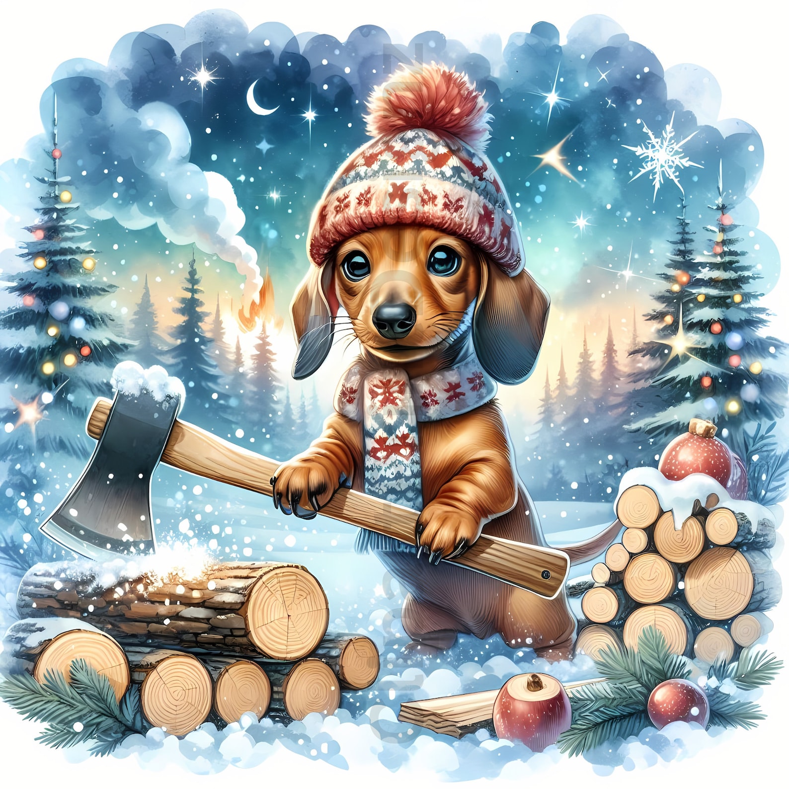 Cute Winter Dog Breeds Clipart Bundle Festive Watercolor Clip - Etsy
