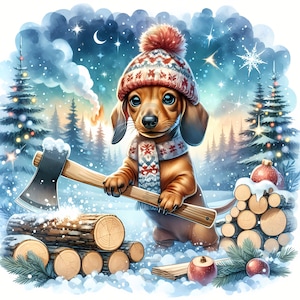 Cute Winter Dog Breeds Clipart Bundle, Festive Watercolor Clip Art ...
