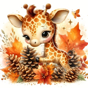 Cute Fall Animals Clipart Bundle, Watercolor Animal Clip Art Images ...