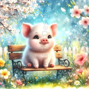 Cute Spring Pigs Clipart, Funny Watercolor Animal Images, High Quality ...